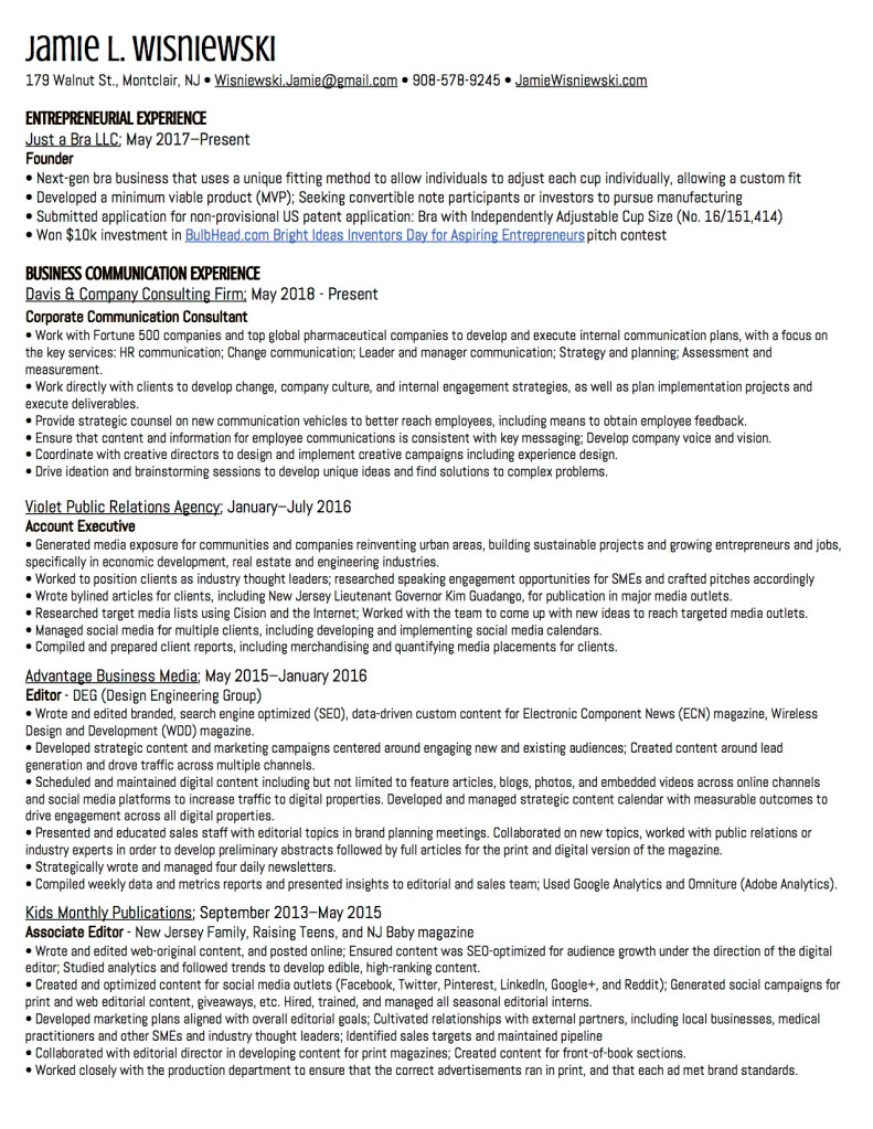 Resume – Jamie Wisniewski
